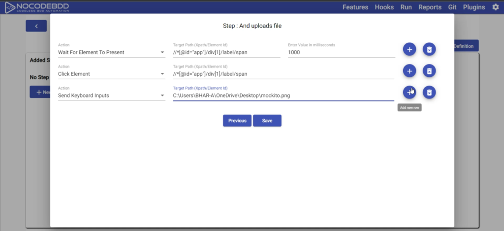 File upload - NoCodeBDD